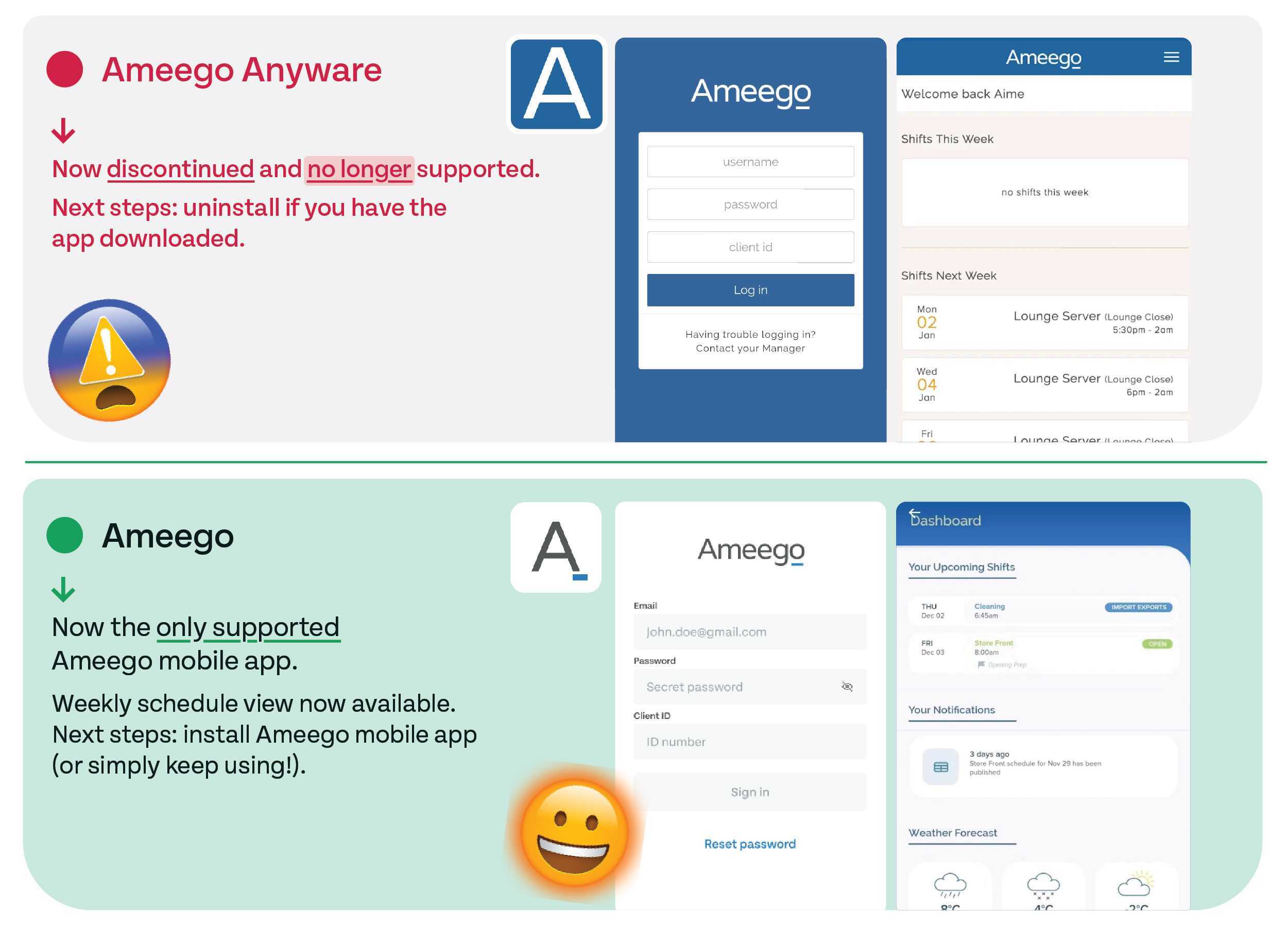 How to upgrade to the current Ameego mobile app – Ameego