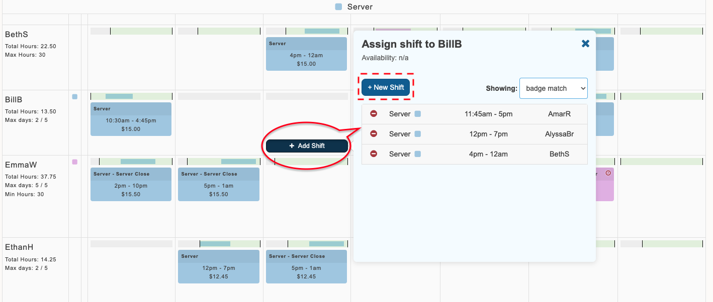 Add a New Shift on the Schedule Page – Ameego