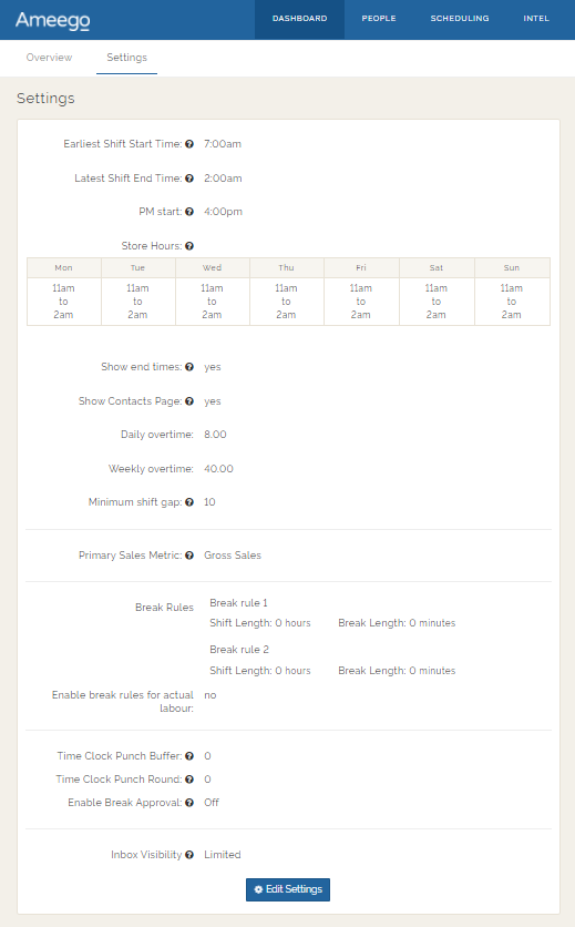 2. Global platform settings – Ameego