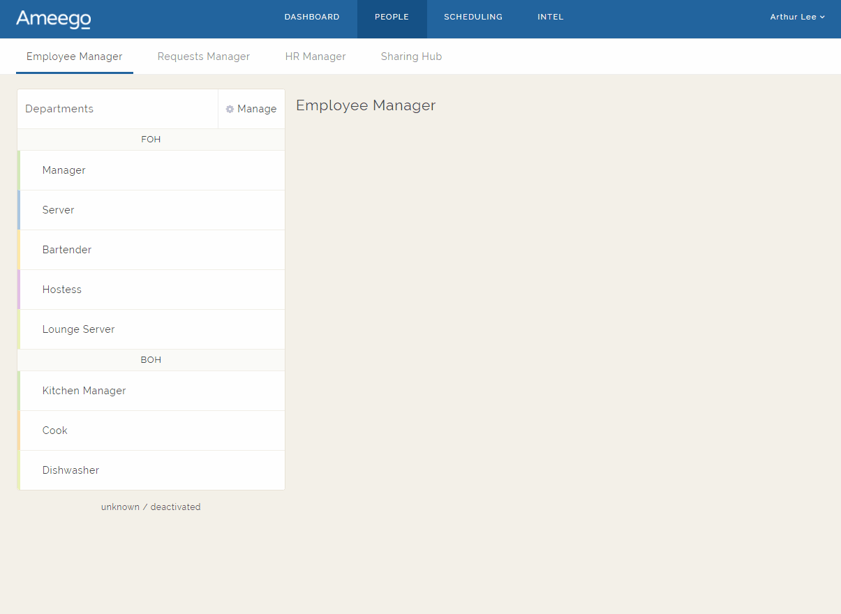 Manually Adding Employees and Departments – Ameego