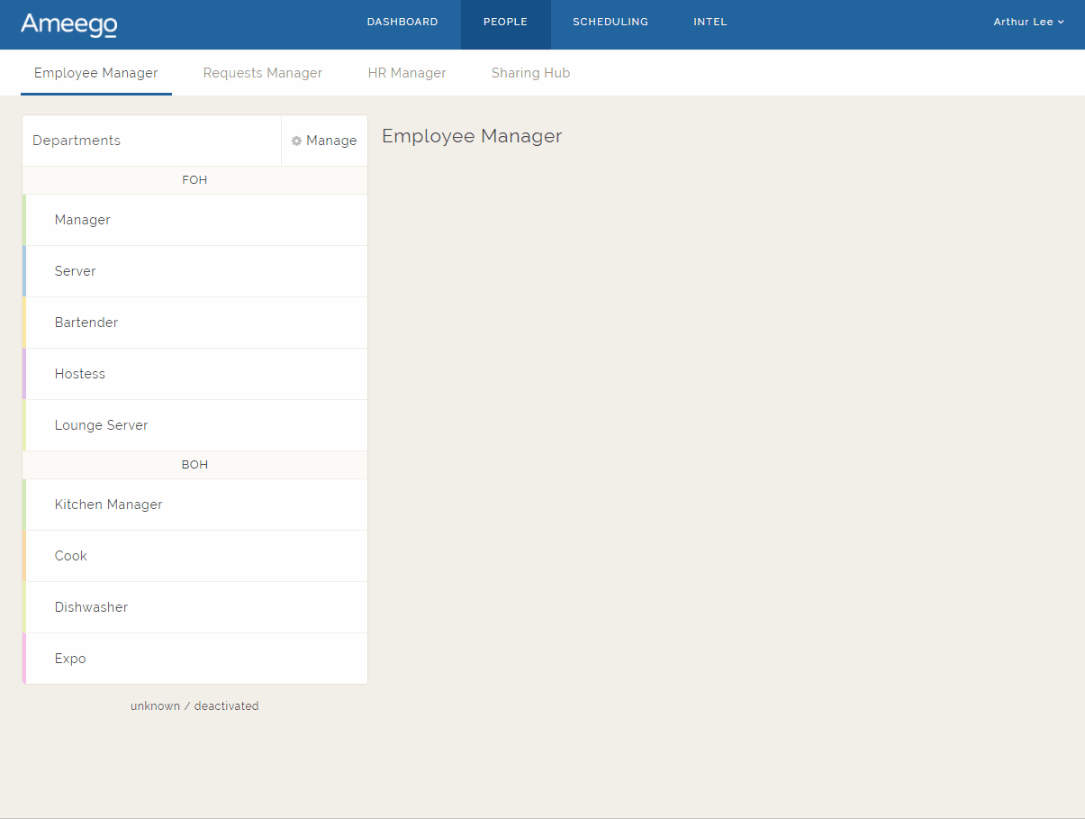 Manually Adding Employees and Departments – Ameego